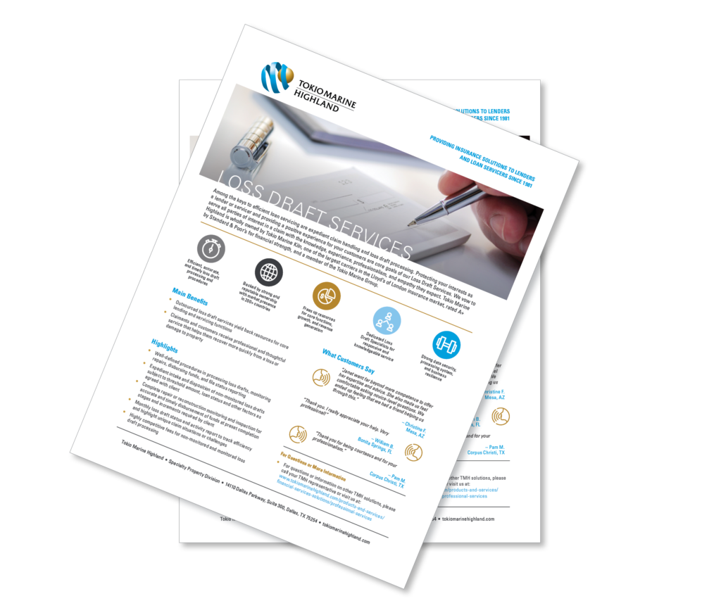 Loss Draft Services | Tokio Marine Highland